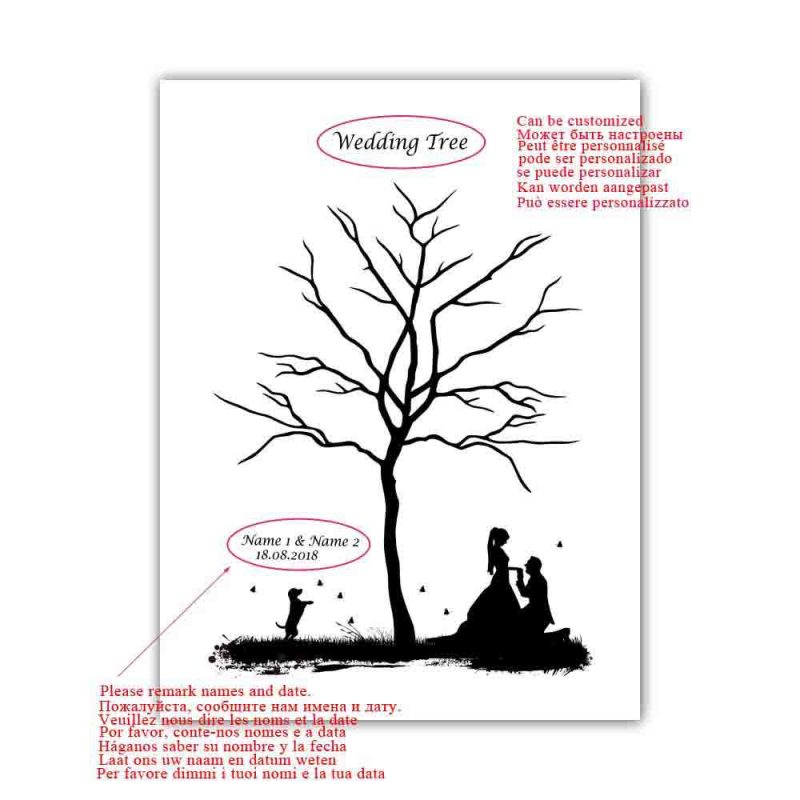 Customizable Wedding Fingerprint Tree Canvas Painting Personalized ...