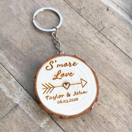 Personalized Engraved Wood Keychain 10pcs Rustic Wedding Party Favors ...