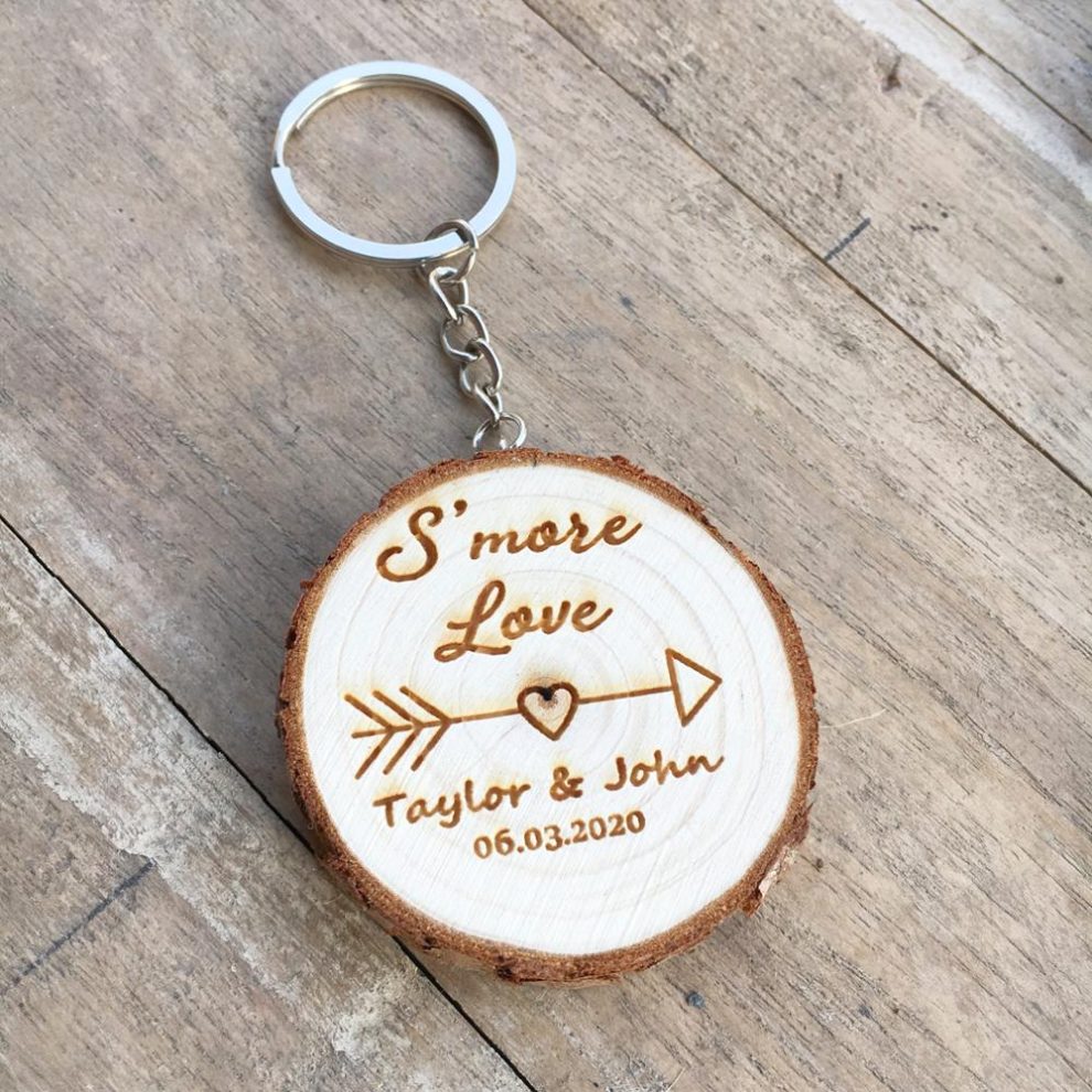 Personalized Engraved Wood Keychain 10pcs Rustic Wedding Party Favors ...