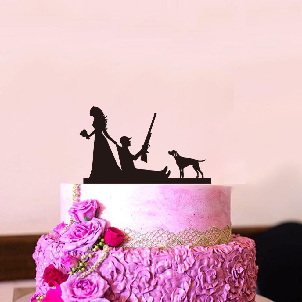 Black Acrylic Wedding Cake Topper Humorous Sports Themed Bride Groom ...