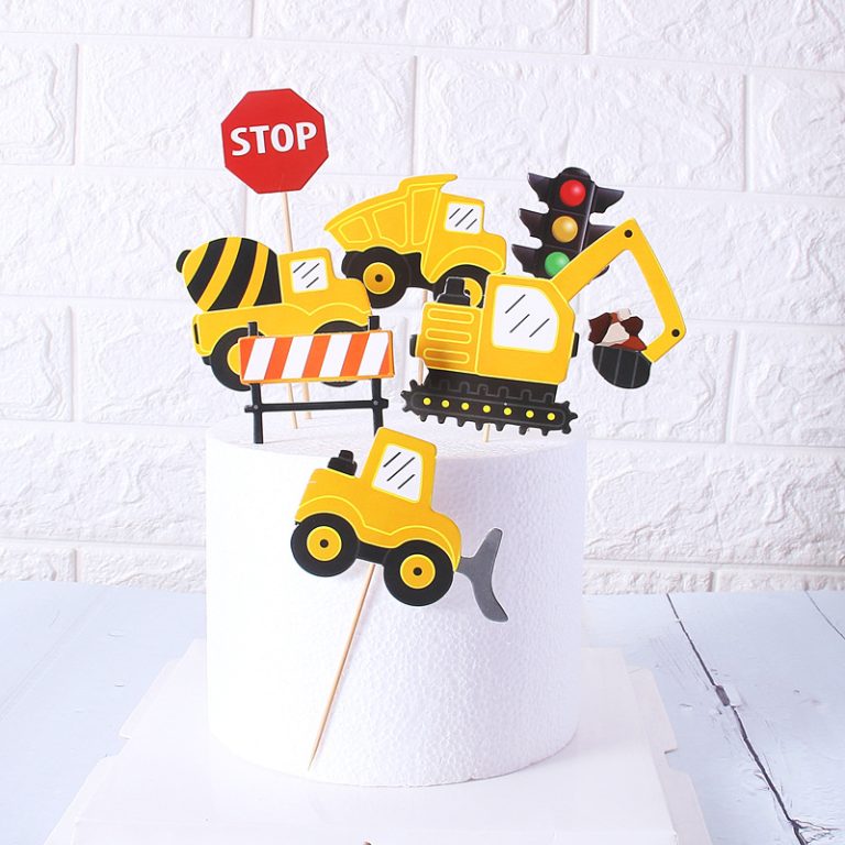 Boys Birthday Party Construction Vehicle Cupcake Toppers Excavator ...