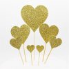 7pcs Red Gold Heart Cake Toppers Wedding Birthday Party Decor ...