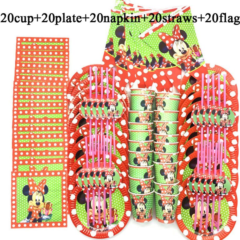 Minnie Mouse Red Birthday Party Set Disposable Plates Cups Napkins ...